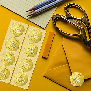BENECREAT 100 Packs For You Vintage Filigree Embossed Gold Foil Stickers Vintage Filigree Self Adhesive Certificate Seals for Graduation, Notary Seals