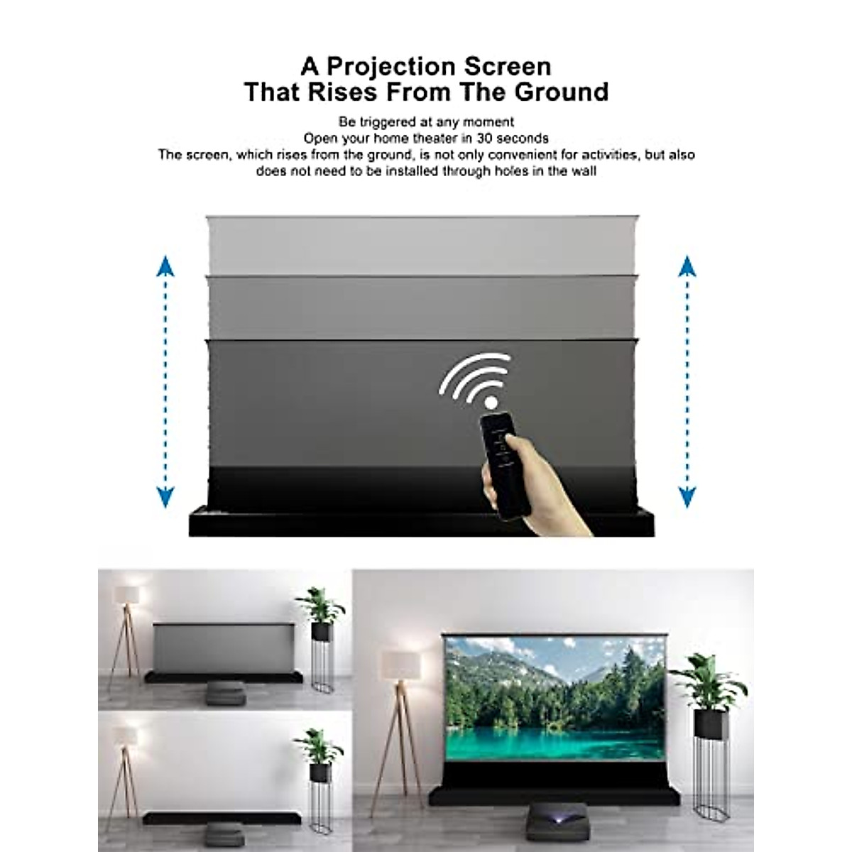 Vivid Storm Since 2004-Projection Screen S PRO Portable Folding Stand Indoor Tension ALR Floor Screen, Home Cinema Movie,Compatible with 4K/3D/HD Ultra Short Throw Laser Projector,VSDSTUST100H