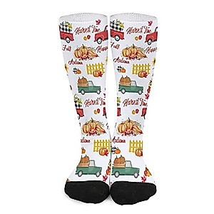 Farmhouse Truck Pumpkin Sunflower The Autumn Socks for Women Socks for Men Crew Socks for Boys Mid Socks for Girls Stocking Stuffers for Teens Casual Athletic Sport Dress Socks