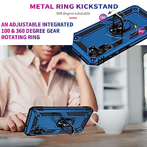 STARSHOP Galaxy A13 5G Phone Case, Samsung Galaxy A13 5G Case, with [Tempered Glass Screen Protector Included], Military Grade Shockproof Drop Protection Phone Cover with Metal Ring Kickstand - Navy