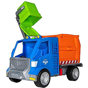 Blippi Recycling Truck - Includes Character Figure, Working Lever, 2 Trash Cubes, 2 Recycling Bins - Sing Along with Popular Catchphrases - Educational Toys for Kids - Amazon Exclusive