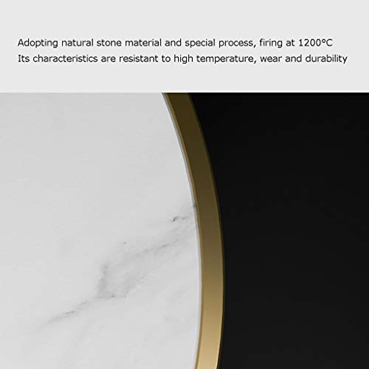 Modern Round Nesting Coffee Table Set with 2 Side Tables, Metal Frame Slate Table Top Sofa Corner Table, Simple Decoration Table for Living Room Bedroom and Balcony
