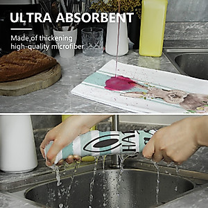 Siilues Easter Kitchen Towels 95g/Count Microfiber 18 x 26 Inch, Bunny Easter Kitchen Decorations Anniversaries Decor Ultra Absorbent for Drying Dishes Cooking Baking Set of 2