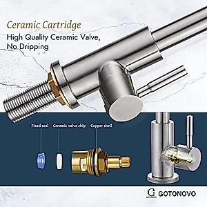 Stainless Steel Cold Water Kitchen Sink Faucet Brushed Nickel Bathroom Single Handle Bar Faucet Faucet Single Temperature Water Only Silver Rotatable