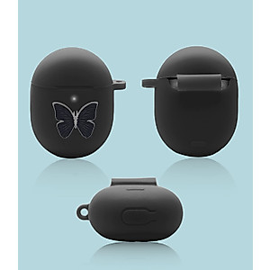 for Google Pixel Buds Pro Case Cover 2022 with Keychain, Cute Cartoon Butterfly Soft Silicone Skin Cover Shockproof Pixel Buds Pro Charging Earbuds Protective Accesorries for Women Girls Men (Black)