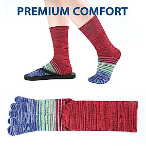 TikMox Crew Toe Sock, Cotton stocking, Arch Support, Five-Toe Design for Sports Enthusiasts for Men & Women(3pairs)