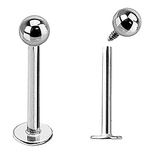 Lobal Domination 1 Piece Internally Threaded Grade 23 Solid Titanium Labret, Monroe Stud Lip Ring (14g (1.6mm) - 8mm (5/16") - 3mm)