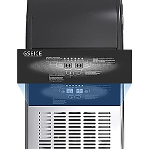GSEICE Commercial Ice Maker Machine: 100lbs/24H Under Counter Ice Machine with 34lbs Storage Ice Bin, Stainless Steel Small Ice Maker Ideal for Home Coffee Shop Bars & Restaurant