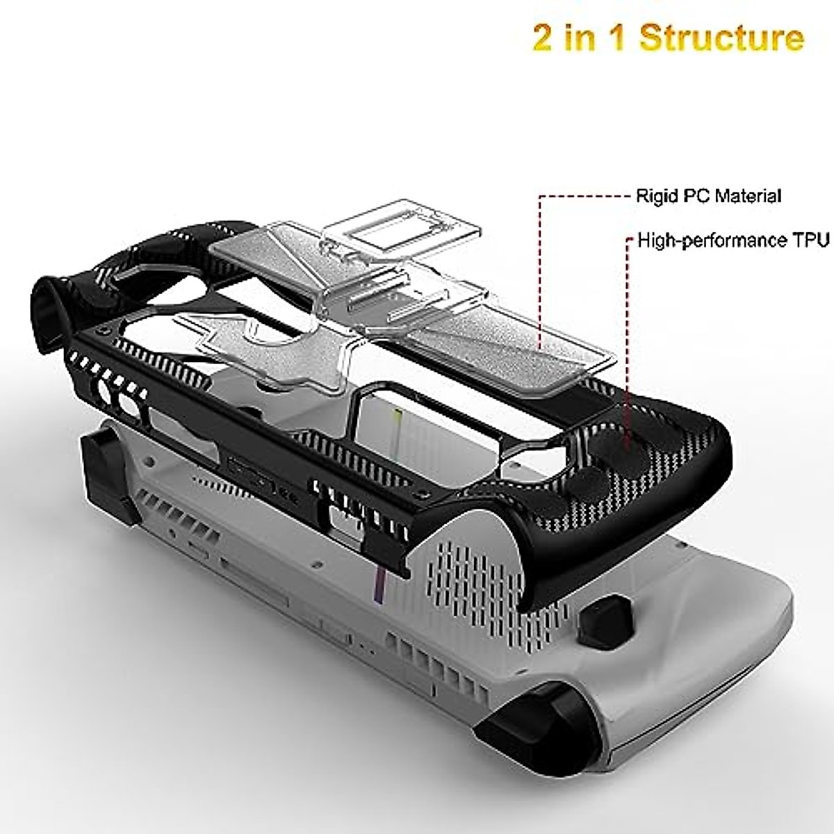 Yebowe Protective Case with Foldable Kickstand for ASUS Rog Ally 2023, Full Body Shockproof Protector Case Cover with Stand Non-Slip Handheld Game Console Skin for Rog Ally Accessories, White