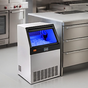 VEVOR Commercial Ice Maker, 200lbs/24H, Ice Maker Machine, 90 Ice Cubes in 12-15 Minutes, Freestanding Cabinet Ice Maker with 66lbs Storage Capacity LED Digital Display, for Bar Home Office Restaurant