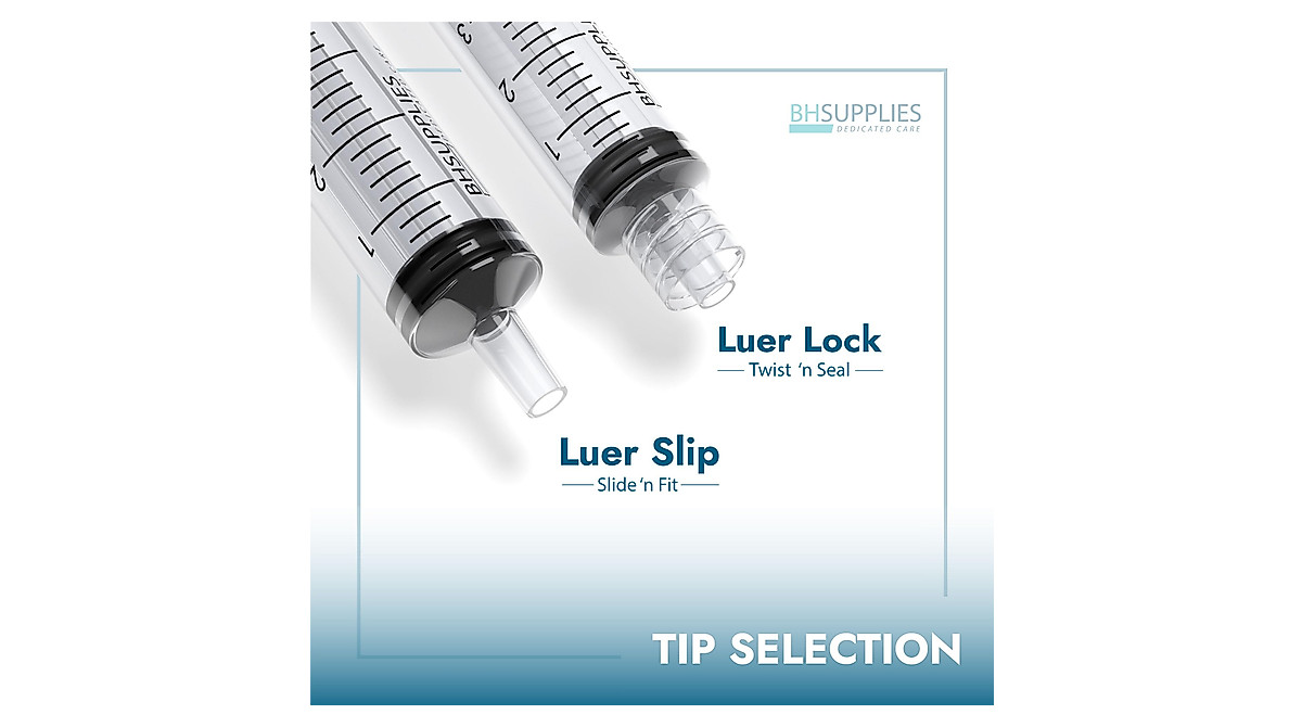 BH Supplies 5mL Luer Lock Syringes - 100 Sterile, Precise, Leak-Free