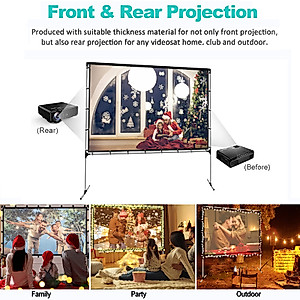 GYUEM 100 inch Projector Screen with Stand, Portable Front & Rear Projection Screen, 4K HD 16:9 Screen Outdoors and Indoors, Setup in Minutes, Home Theater, Presentation