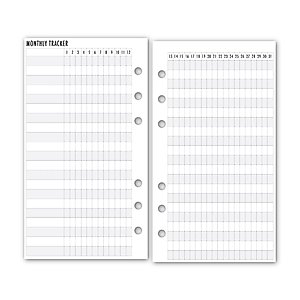 Personal Habit Tracker Planner Insert Refill, 3.74 x 6.73 inches, Pre-Punched for 6-Rings to Fit Filofax, LV MM, Kikki K and Other Binders, 24 Sheets Per Pack