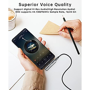 Teleadapt USB C to 3.5mm Headphone Audio and Charger Adapter, 2-in-1 USB C to Aux Mic Jack Adapter with PD 60W Fast Charging for Stereo, Hi-Res DAC, Compatible with Galaxy S20/ S21/NoteS20, Pixel 2/3