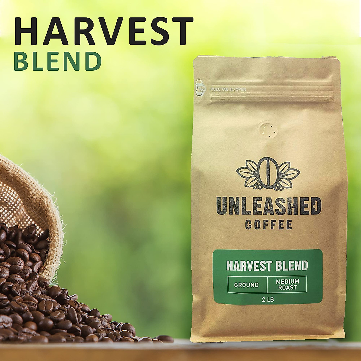 Unleashed Coffee-Harvest Blend Medium Roast Ground Coffee 2lb