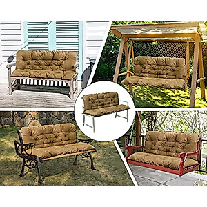 COSNUOSA Swing Replacement Cushions Waterproof Porch Swing Cushions 2-3 Seater Outdoor Swing Cushions for Outdoor Furniture Beige 60x40 Inches