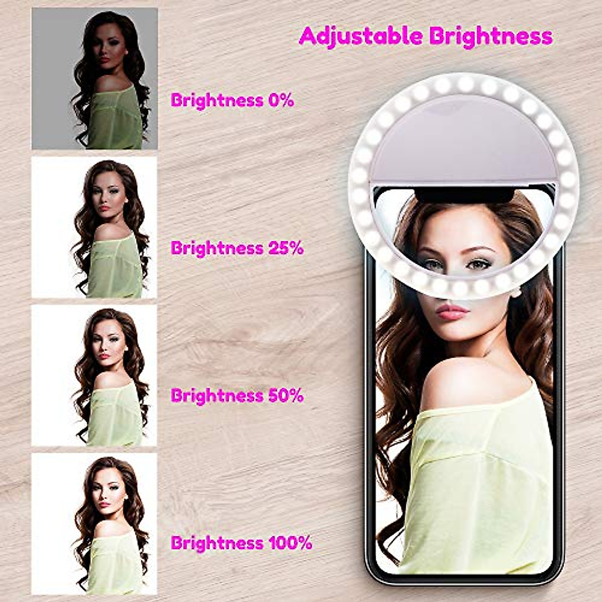 LED Selfie Ring Light Compatible with iPhone Android and Laptops