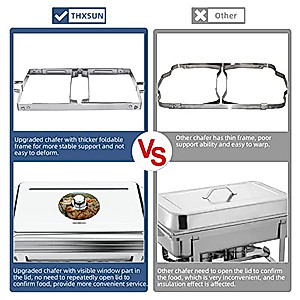 THXSUN 2-Pack 9QT Chafing Dish Buffet Set, Stainless Steel Full Size Chafers and Buffet Warmers Sets, Foldable Chafing Dishes with Pan, Lid, Frame, Fuel Holder for Catering Party Banquet (Upgrade)