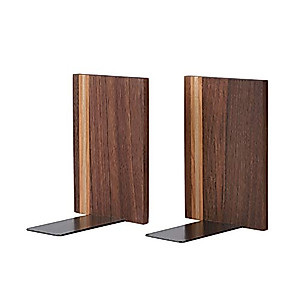 Muso Wood Artist Bookends, Decorative Bookshelf Book Ends Heavy Duty Bookends Desktop Organize Books Wooden Book Ends for Home Office Kitchen 6"x4" (Walnut)