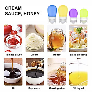 AICMEI 4-Pack Squeeze Salad Dressing Bottles, Leak Proof Food Storage Sauce Bottles Sauce Bottles, Portable Small Salad Dressing Containers,Food-grade Silicone- 4 Colors(1.3oz and 2 oz)