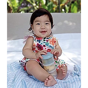 LITTOES Baby Food Pots 3oz 2.5" round translucent stackable baby snack to go containers Beige Cover 2-pack