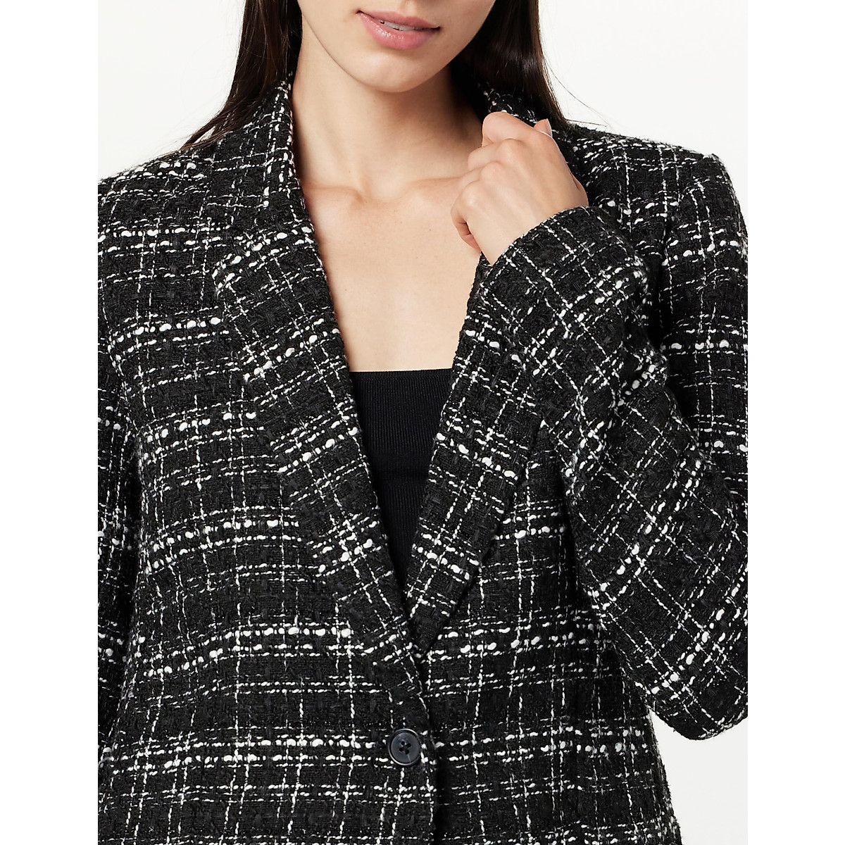 The Drop Women's Blake Long Blazer, Black Boucle, Small