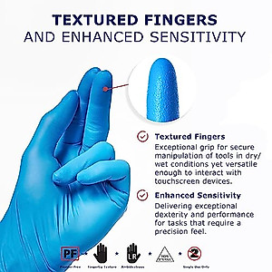 American Nitrile – Slate Powder Free Nitrile Gloves – Latex Free Disposable Gloves – Medical, Mechanic, Esthetician, Tattoo Artist– Made in the USA