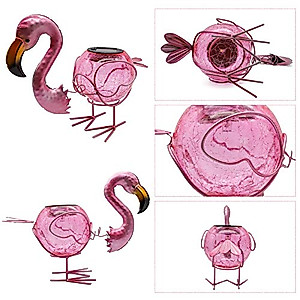 Solar Lights Outdoor Decorative Waterproof LED Lights Flamingo Frog Decorations for Outdoors Patio Garden Yard (Flamingo)