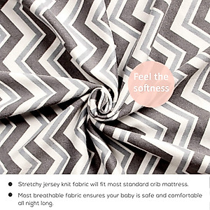 Youngever 2 Pack Portable Mini Crib Sheets, Pack n Play Stretchy Fitted Sheet, Convertible Playard Mattress Cover, Ultra Soft Material, Grey and Grey Wave