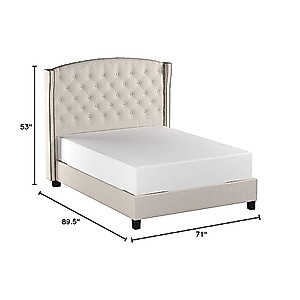 Rosevera Platform Bed Noblesville Upholstered Panel, Queen, Beige
