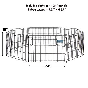 MidWest Homes for Pets Dog Exercise Pen & Playpen, 18-Inch, No Door, Black