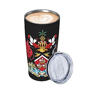 VKKOEWL Trinidad and Tobago Coat of arms Stainless Steel Insulated Tumbler 20 Oz Travel Water Bottle Coffee Mug Drink Cup With Lid Straw