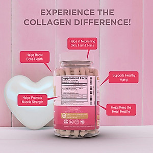 Premium Collagen Pills for Women - 120 Capsules, 2100 mg Colageno Hidrolizado, Grass Fed Collagen Supplements (Type I, II, III, V, X) + Hyaluronic Acid, Vitamin C, Bioperine, Anti-Aging, Skin, Hair