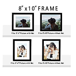 Picrit 8x10 Picture Frame Set of 12, Display 5x7 with Mat or 8x10 Without Mat, Photo Frames for Wall Mounting or Table Top Display, Black.