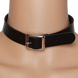 MILAKOO Womens Retro Punk Simple Style Adjustable Leather Buckle Necklace for Biker