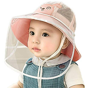 T-Models Baby Hat Compatible with Detachable Cover, Infant Protective Hats Fisherman Cap Skin-Friendly (Pink, 48yards (1-2 Years))