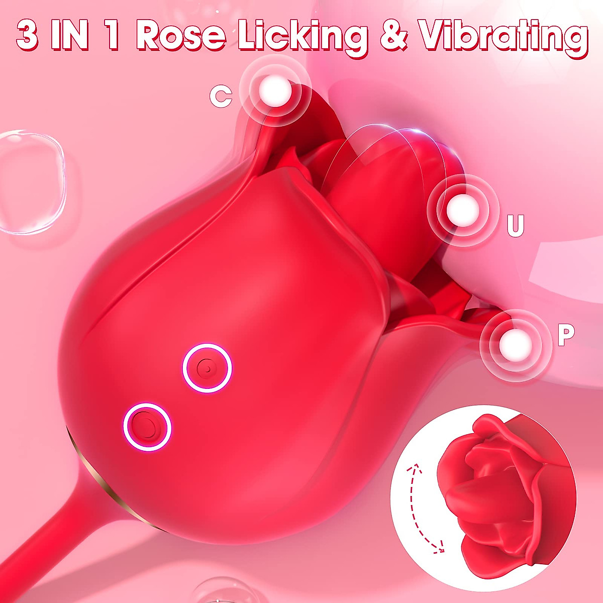 G Spot Vibrator Rose Sex Toys for Women - 3IN1 Thrusting Vibrator 9 Licking Tongue Rose Vibrators, Clitoral Stimulator Dildo Sex Sexual Stimulation Device Adult Sex Toys & Games for Women Couples