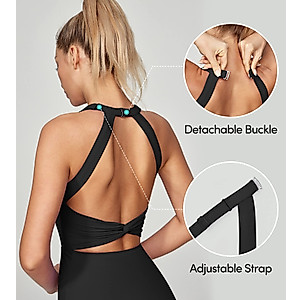 IUGA Womens Tennis Dress with Built in Shorts & Bra Athletic Dress for Women Cut Out Twisted Golf Workout Dress with Pockets Black