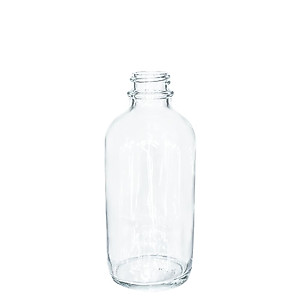 (Pack of 24) 4 oz. Clear Boston Round with Black Glass Dropper