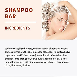 SAPHUS Bar Shampoo and Conditioner Bar Set for Dry & Curly Hair, Argan Oil Solid Shampoo Bar and Conditioner Bar Soap for Strengthening, Cleansing & Moisturizing, Travel Size, Zero Waste, 2pc Set