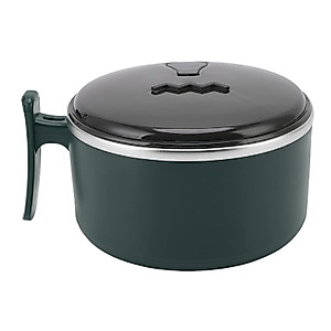TOPINCN Insulated Bowl, Ramen Bowl 304 Stainless Steel Instant Noodles Bowl with Lids Double Layer Heat Insulation Ramen Mug Serving Bowl for Kitchen(Dark green)