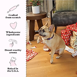 Three Dog Bakery Candy Cane Lick'n Crunch! - Festive Dog Cookies, Dog Sandwich Cookies, Dog Birthday Cookies, Holiday Dog Treats, Puppy Cookies