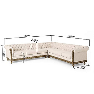 Christopher Knight Home Castalia Sectional, Beige + Dark Brown