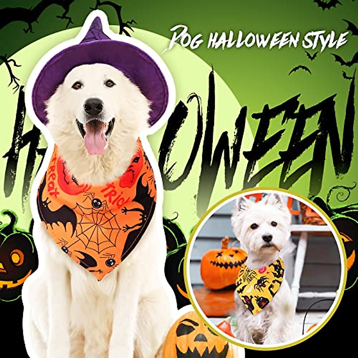 14 Pcs Halloween Dog Bandanas Dog Bib Dog Scarf Pet Bandana Dog Handkerchief for Small Medium Large Dogs Accessories Halloween Party Pet Costume (Honor Pattern)