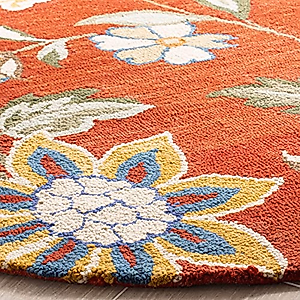 SAFAVIEH Blossom Collection 6' Round Rust / Multi BLM673A Handmade Premium Wool Area Rug