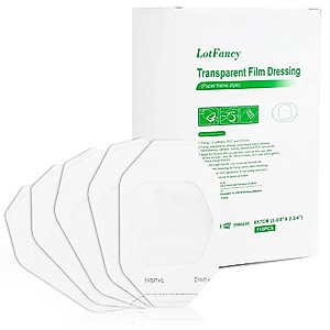 LotFancy Transparent Film Dressing, 2.37" x 2.75", 110PCS, Waterproof Wound Cover Bandage, Adhesive Tape Pads for Tattoo Aftercare, IV Catheters, Post-Surgical, Medical Appliance
