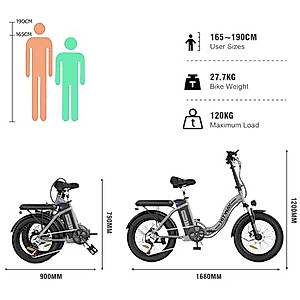 HITWAY Electric Bike for Adults, 20" Fat Tire E Bike 750W 20MPH Removable Folding Electric Bike, 48V/14Ah Battery 55-120KM,All Terrain tire Electric Bicycles