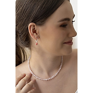 925 Sterling Silver 8x6mm Oval Shape Genuine or Simulated Gemstone Leverback Drop Dangle Earrings, Pink Coral