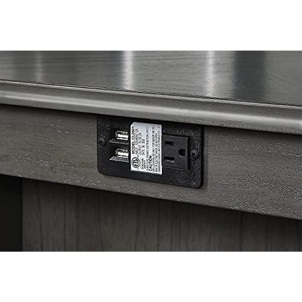 New Classic Furniture Amy Kitchen Counter Island Dining Table for 4 with Storage Shelf & USB Chargers, Contemporary Gray