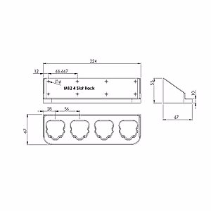 Milwaukee Makita Bosch 12V Battery Holder Mount Wall Rack 4 slot M12 BAT414 BL1014 USA PN M12x4Rack